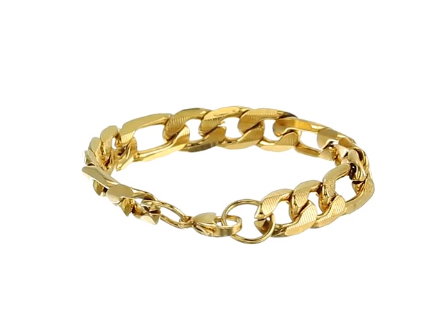 Watch Men＇s 18k Gold Plated Stainless Steel Accented Thick Figaro Chain ...