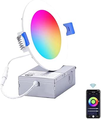 INCARLED 4Inch Smart WiFi LED Slim Pot Lights with Junction Box, RGBCW ...