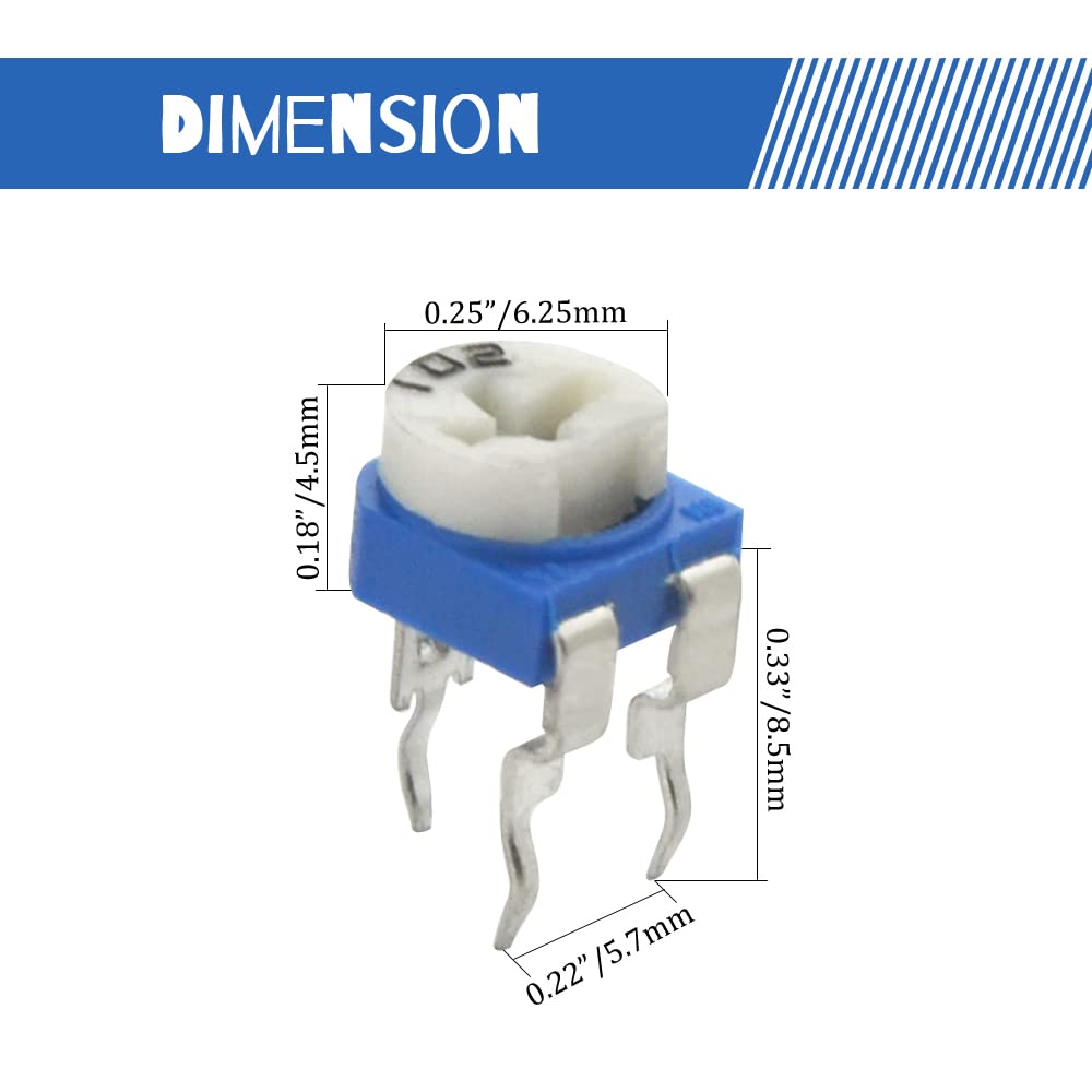 Snapklik.com : 150 PCS 100 To 1M Ohm Variable Resistor Trimmer ...