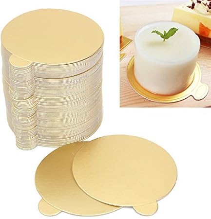 Amazon.com: Poitemsic 3.15" Gold Disposable Mini Cake Boards Cardboard ...