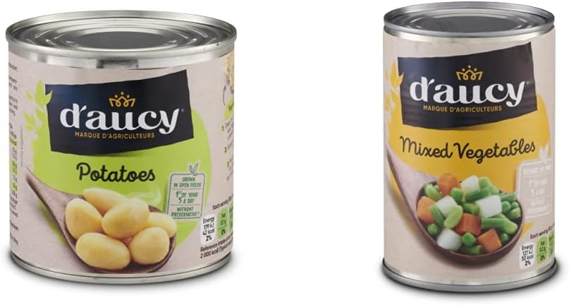 D'Aucy Potatoes 400g (Pack of 12) & D'aucy Mixed Vegetables 400 g (Pack ...