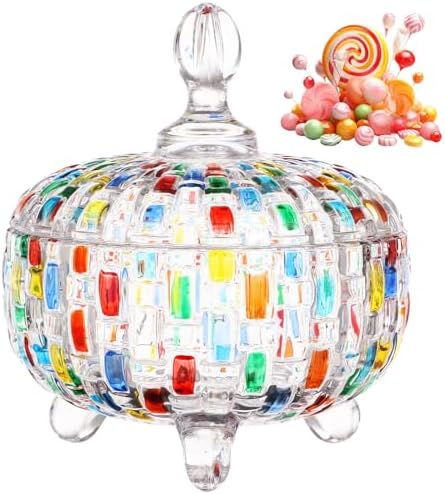 Amazon.com: HMFDYHz Large Crystal Glass Candy Dish with Lid, Hand ...