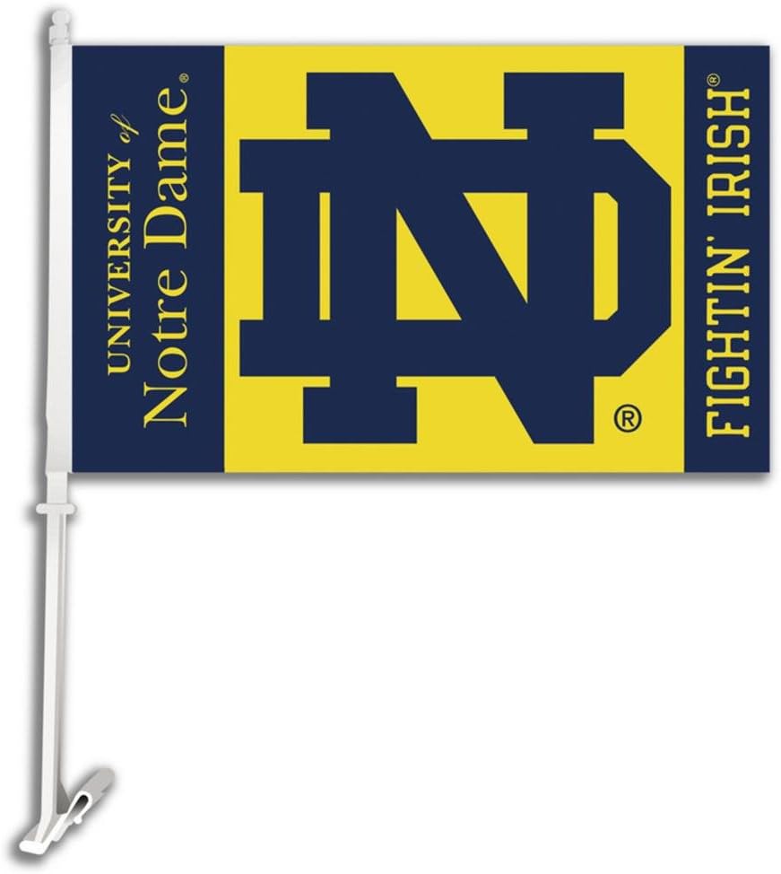 Amazon.com : Notre Dame Fighting Irish NCAA Car Flag W/Wall Bracket Set ...