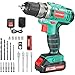 Cordless Drill 12V, HYCHIKA Electric Screwdriver 30N·m, 21+1 Torque, 2 ...