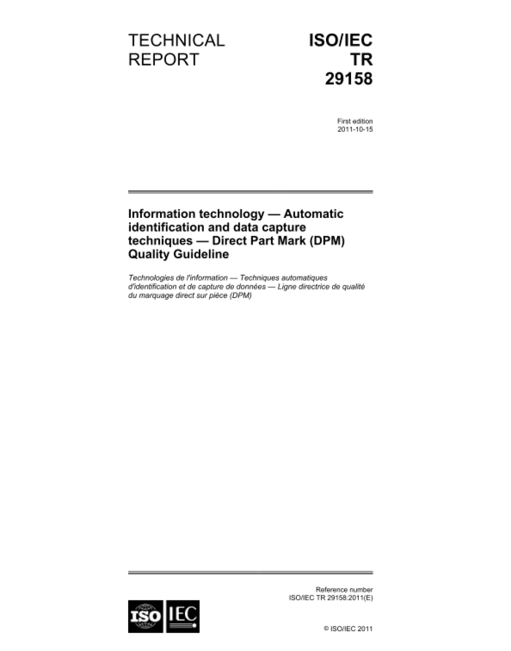 ISO/IEC TR 29158:2011, First Edition: Information technology ...