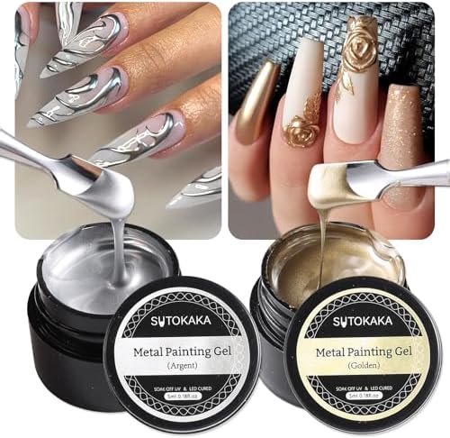 Amazon.com: SUTOKAKA 2pcs 5ml Metallic Painting Gel Kit, Gold and ...