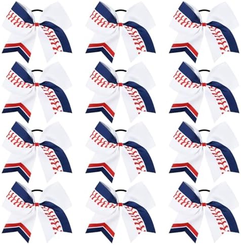 Amazon.com : DEEKA 12 PCS Softball Cheer Bows 8" Softball Thread Large ...