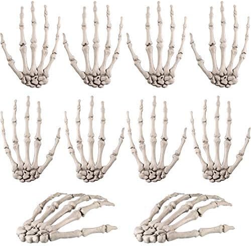 Amazon.com: 10 Pieces Halloween Skeleton Hands Plastic Human Hand Bone ...