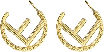 Amazon.com: Classic F Earrings for Women Designer F Letter Earrings ...