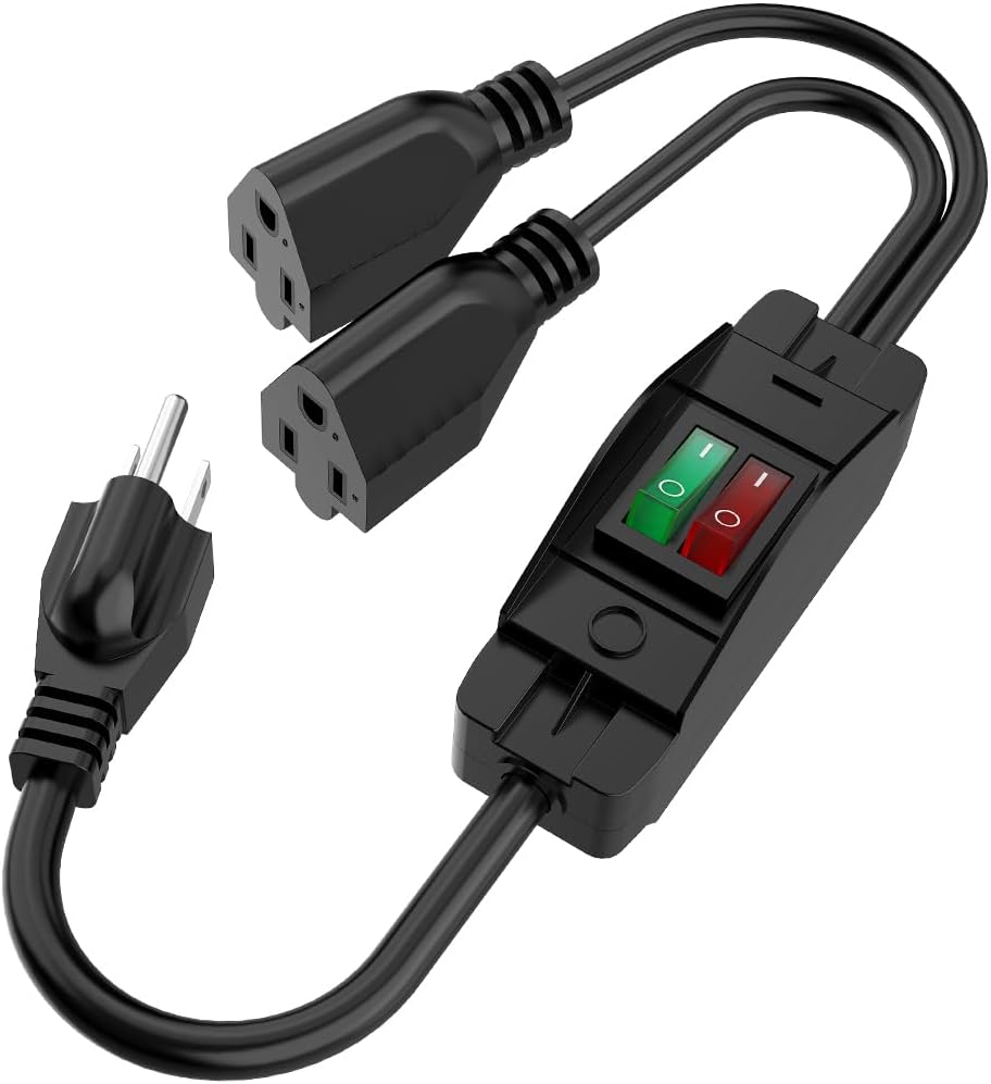 Amazon.com: Power Cord Extension Y Splitter with ON Off Switch Plug ...