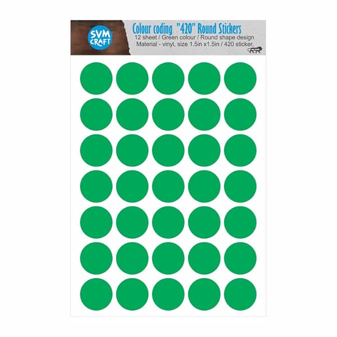 SVM CRAFT® Green Circle Dot Stickers, 1 Inches Round, 420 Labels Green ...
