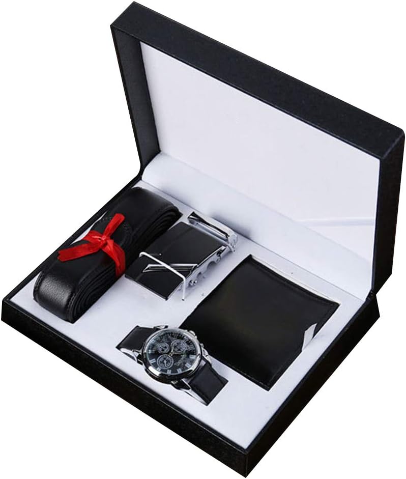 MOVKZACV Mens Watch Men Belt Wallet 3 Pieces Accessories Box Gift Set ...