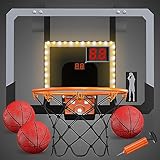 Illuminated Over-the-Door Indoor Basketball Hoop with LED Scoring ...