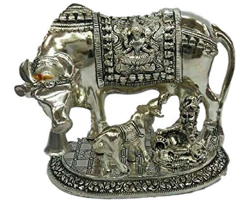 Buy Har Har Mahadev Big Cow Idol for Pooja and Décor (Silver) Online at ...