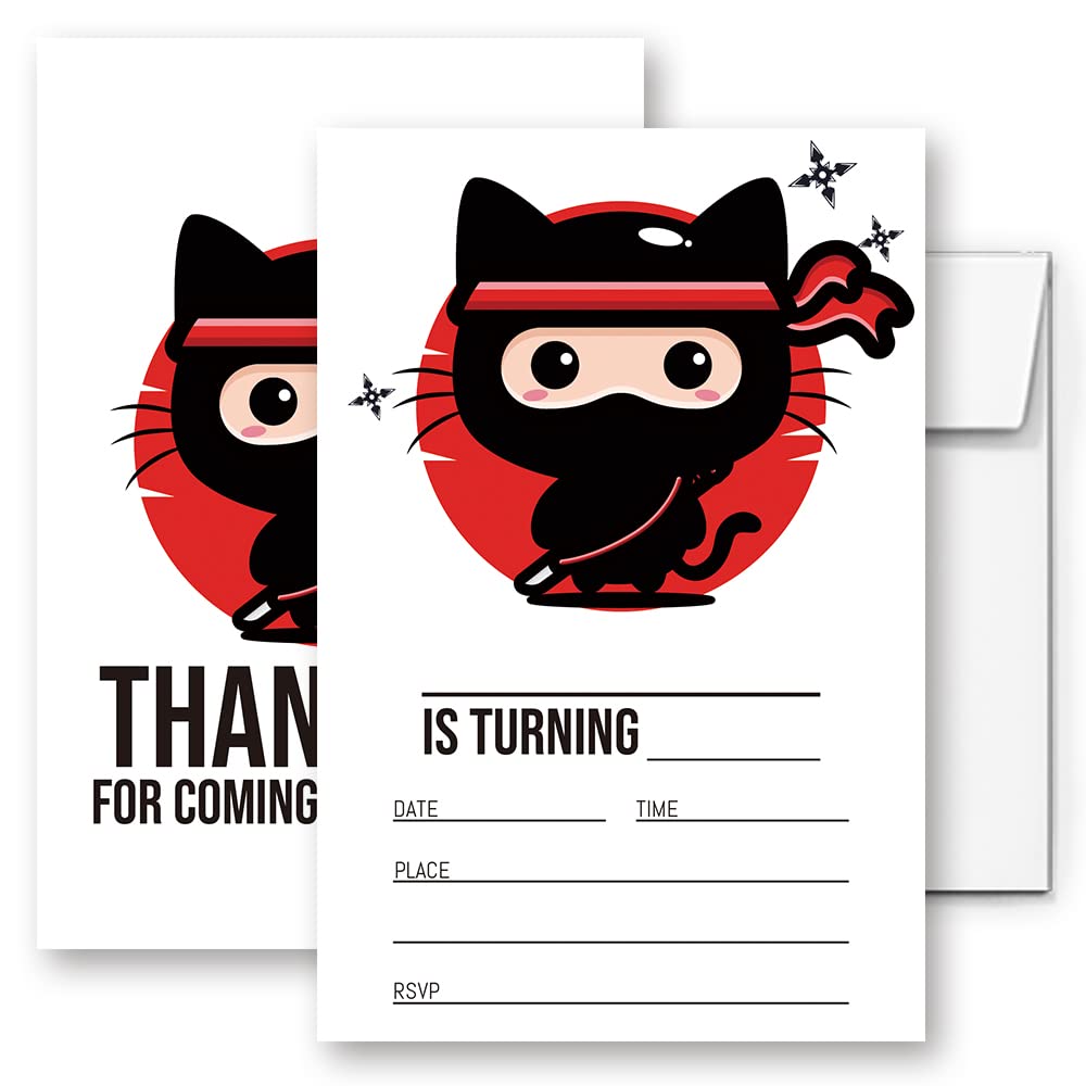 Amazon.com : LoaHak Ninja Boy Birthday Invitation, Ninja Invitation Boy ...