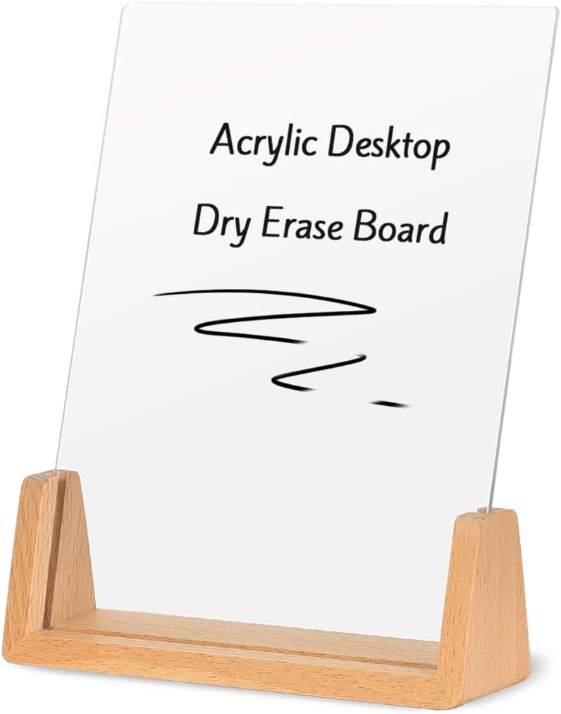 Amazon.com : TORASO Acrylic Dry Erase Board with Solid Wood Base, Clear ...