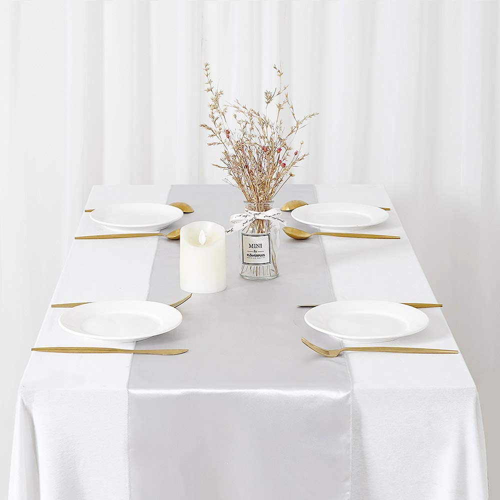 Snapklik.com : Silver Table Runners Wedding Satin Table Runner 15 Pack ...