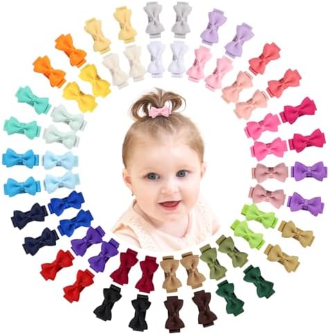 Amazon.com: Mini Fully Lined Grosgrain Ribbon Hair Bows Clips for Girls ...