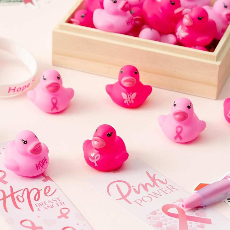 Snapklik.com : 60pcs Pink Ribbon Mini Rubber Ducks Breast Cancer ...