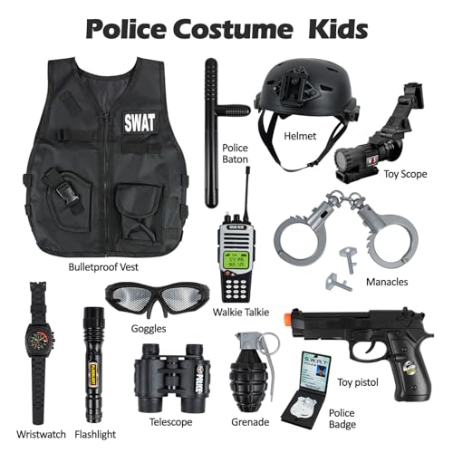 Snapklik.com : Kids SWAT Police Costumes Set, Officer Pretend Deluxe ...