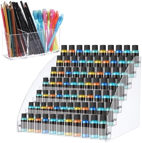 Amazon.com: ENVIABELL Acrylic Paint Organizer (7Layer) & Paint Brush ...