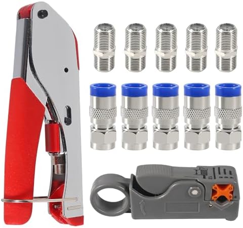 ALAMSCN Coax Cable Crimper Kit Compression Crimping Tool 5PCS F ...