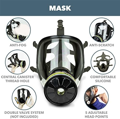 Full Face Respirator Mask RHINO RH-7011B (ABEK2P3R) Reusable for ...