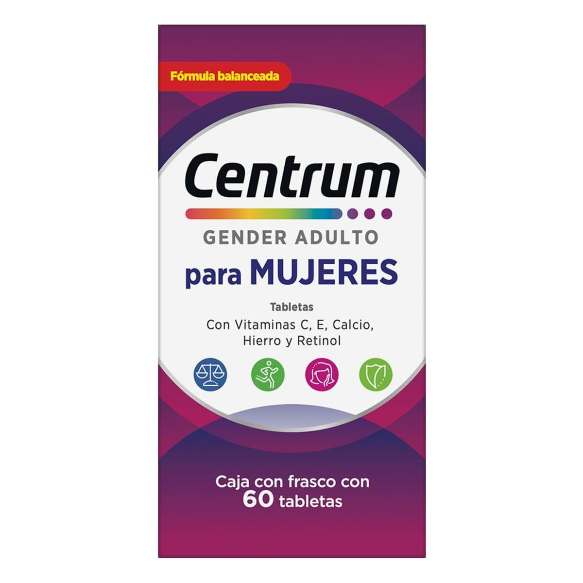 Centrum Adulto Mujer Multivitaminico, Com Vitamina C, Vitamina E, 60 ...