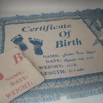 Amazon.com : Personalized Birth Certificate Baby Afghan : Baby Keepsake ...