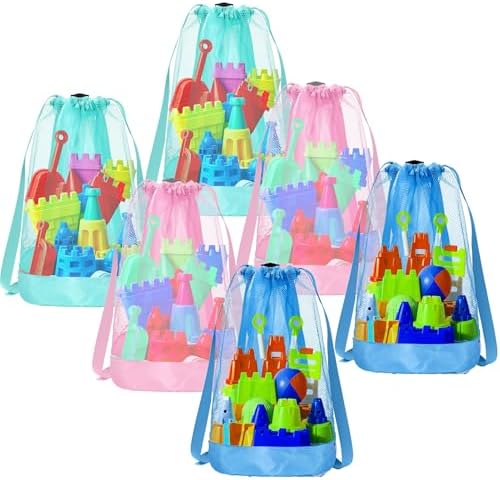 Amazon.com: Vodolo Beach Toy Bag,6pcs Mesh Travel Sand Toys Backpack ...