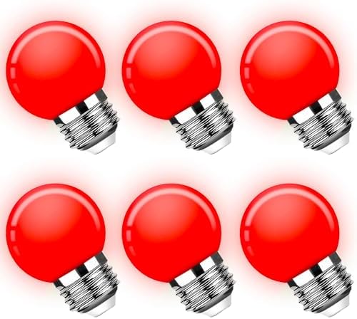 Winbafu 6 Pack LED Red Light Bulbs, Small G45 Globe Christmas Light ...