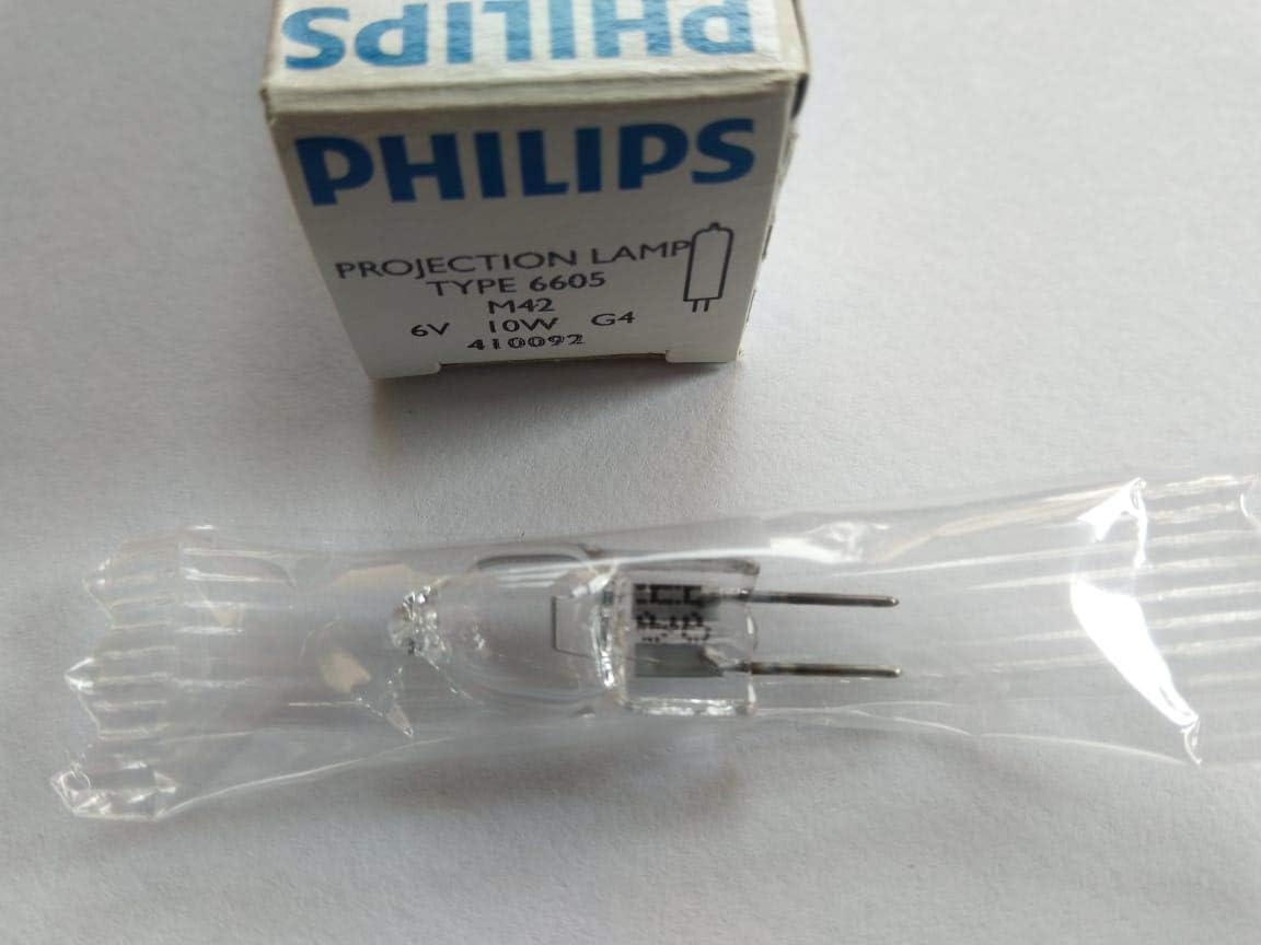 PHILIPS 6V 10W 6605 Low Voltage Halogen/OT Projection Lamp G4 Bi-Pin ...