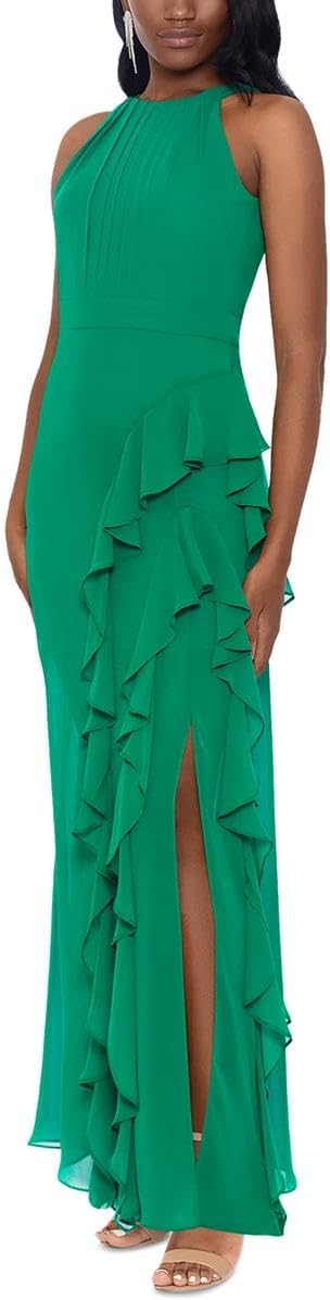 Amazon.com: B&A by Betsy and Adam Womens Ruffled Evening Dress Green 4 ...