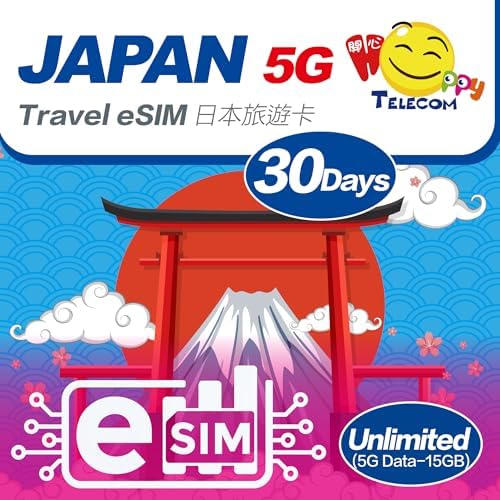 Happy 5G eSim | Japan 30Days Unlimited Data Travel eSim | 15GB of 5G High-Speed Data Then ...