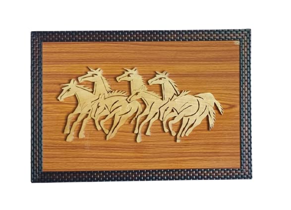 WChitrakar Shiva Handmade Wood Frame | Lucky Seven Running Horses Art ...