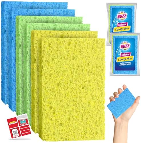 Temede Large Cellulose Sponges, Kitchen Sponges for Dish, 1.2" Thick ...