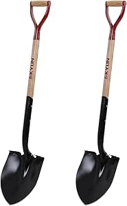 Amazon.com: Kylin Round Garden Shovels for Digging,North Ash Wood D-Handle Gardening Shovel,Pro ...