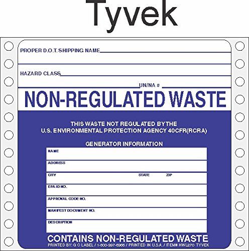 GC Labels-HWL270T, Non-Regulated Waste Tyvek Labels HWL270T, Package of ...