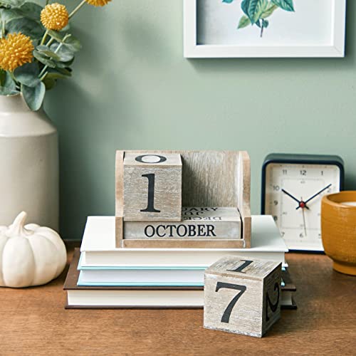 Snapklik.com : Wooden Perpetual Block Calendar For Desk, Wood Month ...