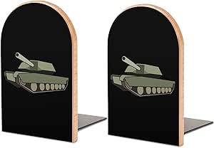 Amazon.com: Cartoon Tank Funny Wooden Bookends for Shelf Heavy Book ...