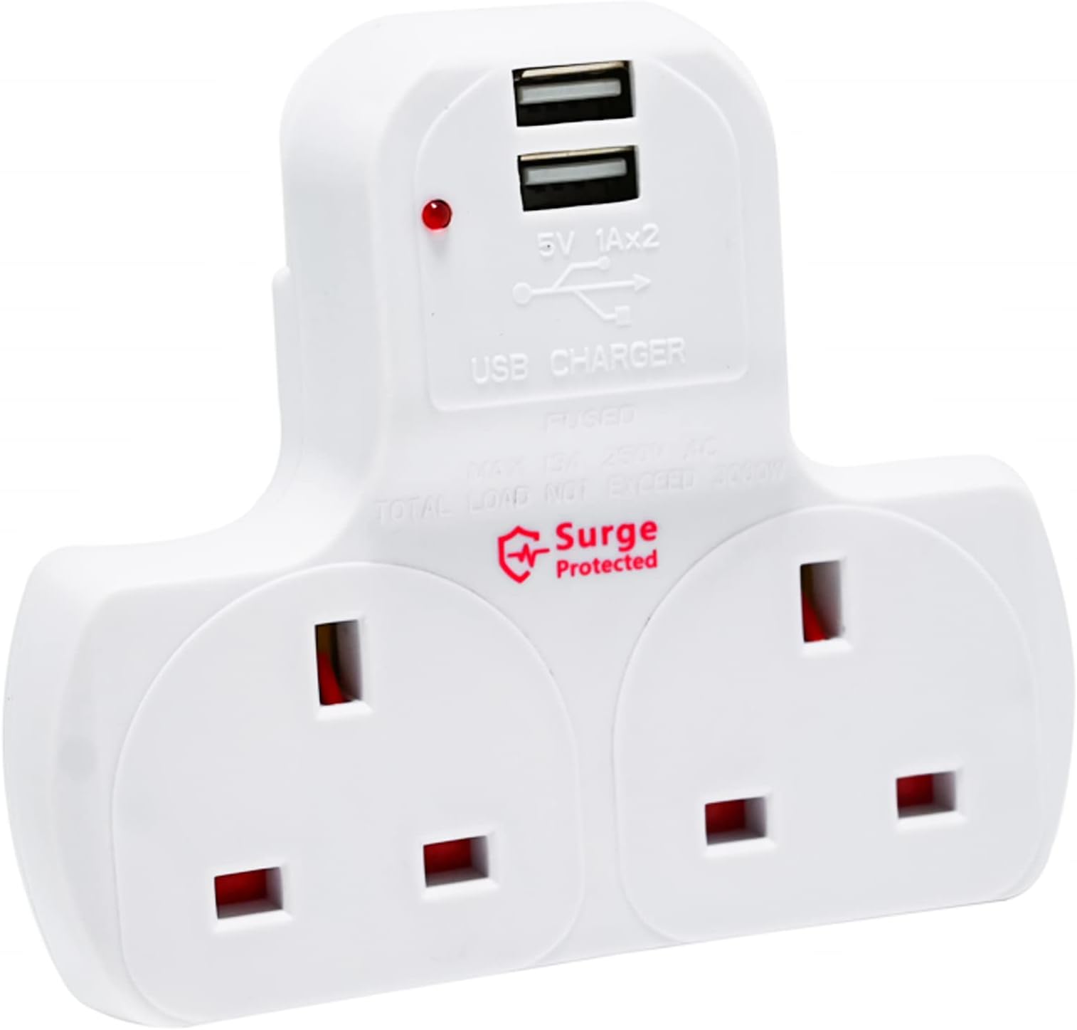 CDL Micro 3 Way/Triple UK Mains 3 Pin 250v 13Amp Adapter Plug/Socket ...