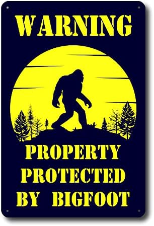 Amazon.com : Warning Property Protected by Bigfoot Sign - 8x12 Tin Big ...