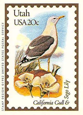 Utah State Bird & Flower trading card (California Gull & Sego Lily ...