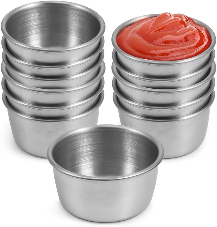 Amazon.com | EHOMEA2Z Ramekins 12 Pack 2.5 Oz Stainless Steel Condiment ...