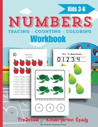 Numbers tracing, Counting, Coloring Workbook For Kids 3-6: Preschool ...
