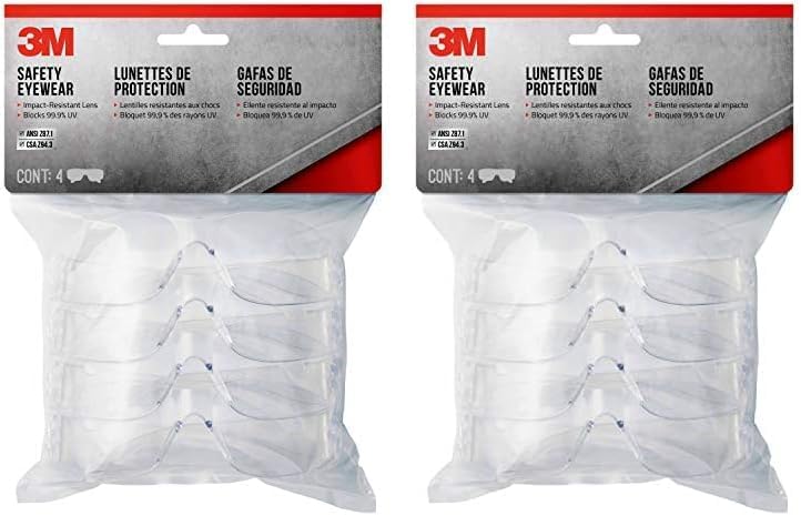 3M Safety Indoor Safety Eyewear, Clear Frame, Clear Scratch Resistant ...