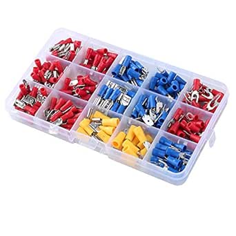 Aiwanto 280PCS Assorted Crimp Spade Terminal Insulated Electrical Wire Cable Connector Kit Set ...