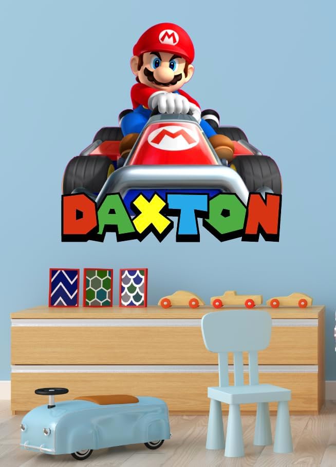 Amazon.com: Custom Name Wall Decals Kids Bedroom Wall Decor Mario Kart ...