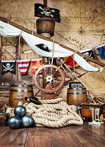 Amazon.com : BELECO 7x5ft Fabric Beach Island Pirate Ship Backdrop ...