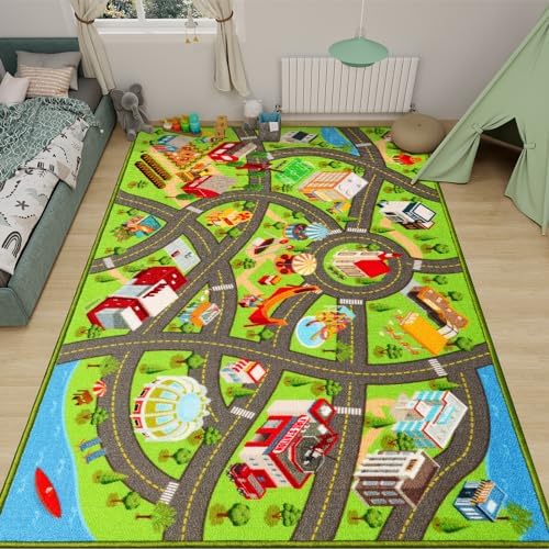 Amazon.com: Kids Carpet Playmat Rug 59"x39.4", Car Rug for Kids Cars ...